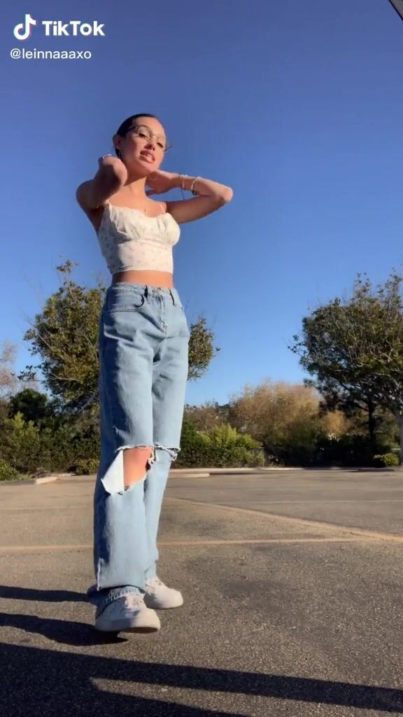 Sexy Aleina Topp in White Tank Top Braless and Bouncing Boobs ...