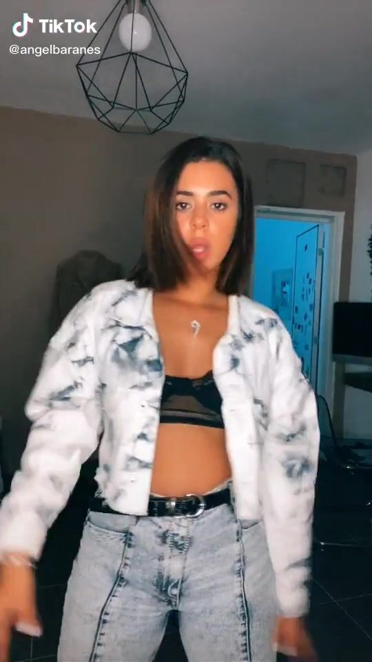 Beautiful Angel Baranes in Sexy Black Crop Top and Bouncing Boobs ...