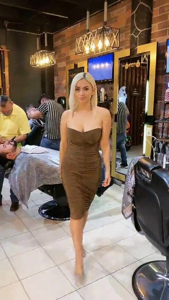 Sweet Alemia Rojas Shows Cleavage in Cute Brown Dress | sexyfilter.com