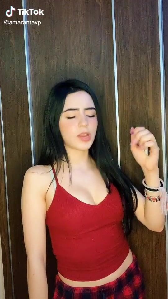 Beautiful Amaranta Venegas in Sexy Red Crop Top | sexyfilter.com