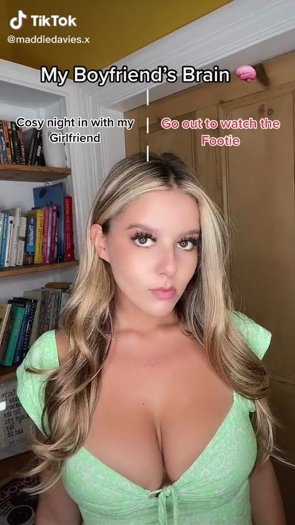 Hot Maddie Davies Shows Cleavage In Green Top