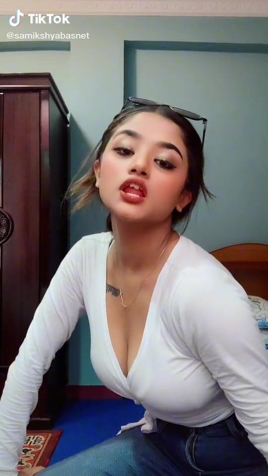 Sexy Samikshya Basnet Shows Cleavage in White Crop Top | sexyfilter.com