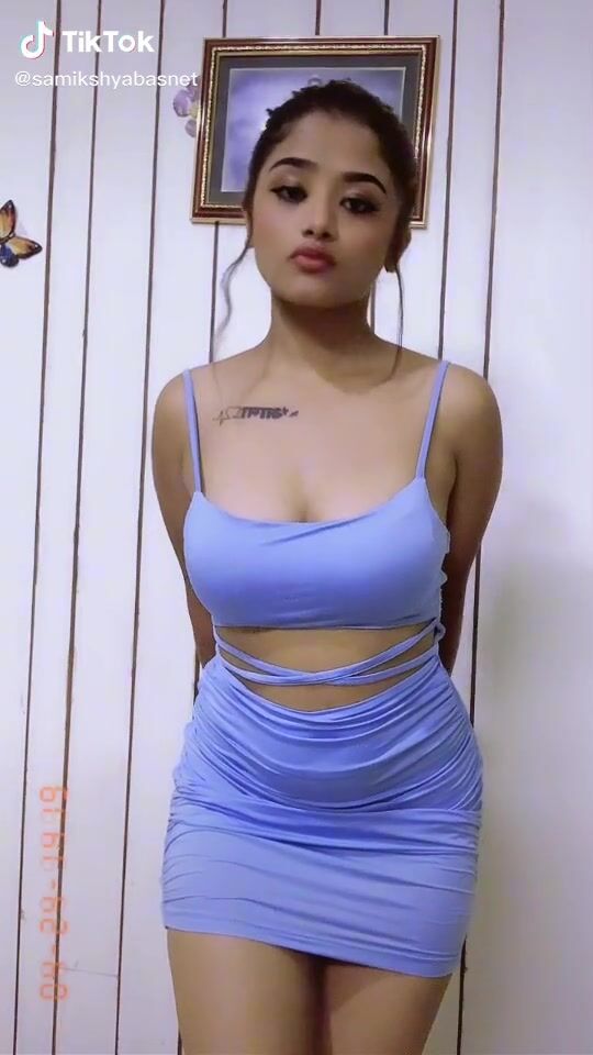 Sexy Samikshya Basnet Shows Cleavage in Blue Dress | sexyfilter.com