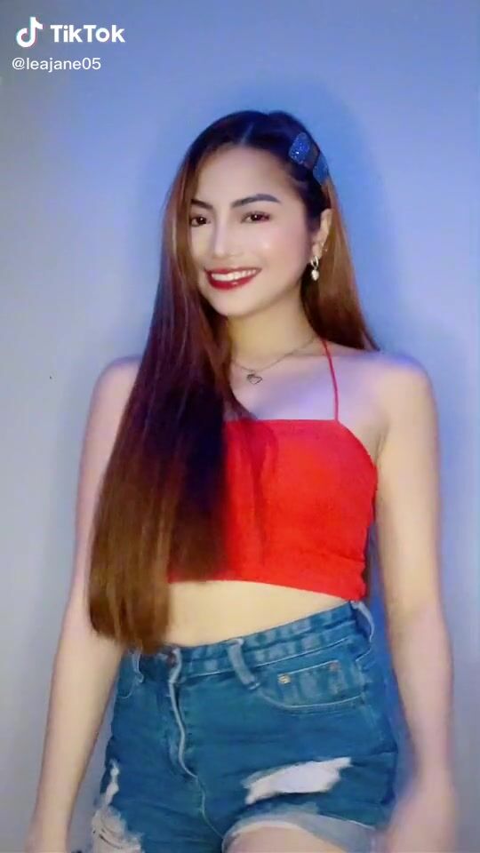 Cute Lea Jane Shows Cleavage In Red Crop Top