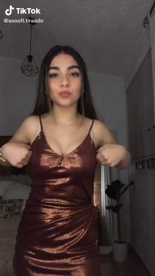 Sexy Sofi Tirado Shows Cleavage in Golden Dress | sexyfilter.com