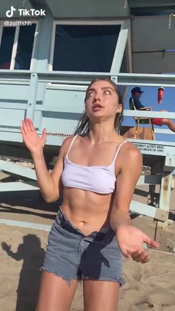 Sexy Zoi Lerma in White Crop Top at the Beach | sexyfilter.com